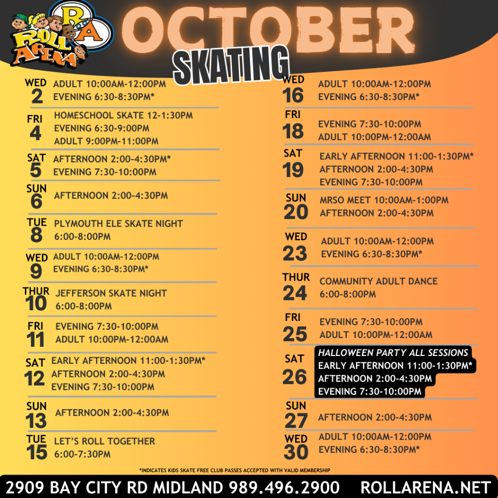 Schedule – Midland Roll Arena